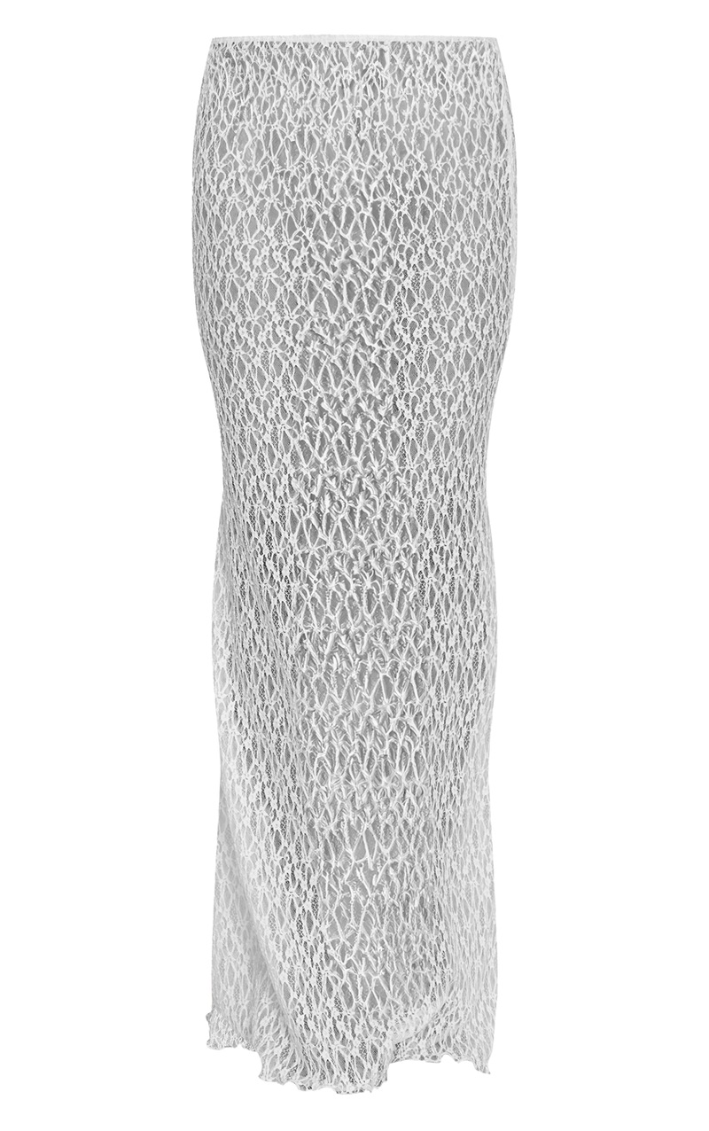 White Sheer Lace Fishtail Maxi Skirt | Co-ords | PLT