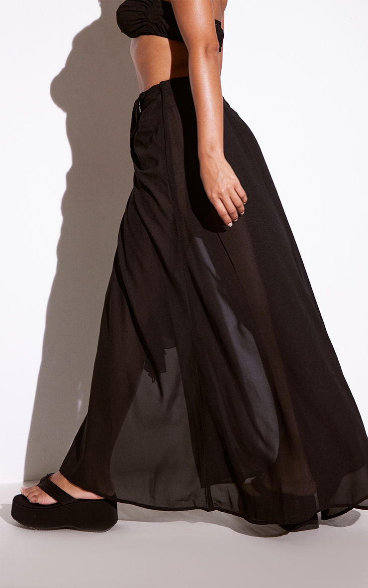 Black Chiffon Maxi Beach Set | Swimwear | PrettyLittleThing