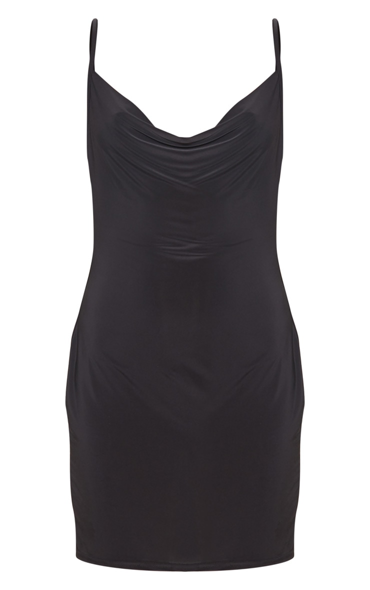 Tall - Robe slinky noire à col bénitier | PrettyLittleThing FR