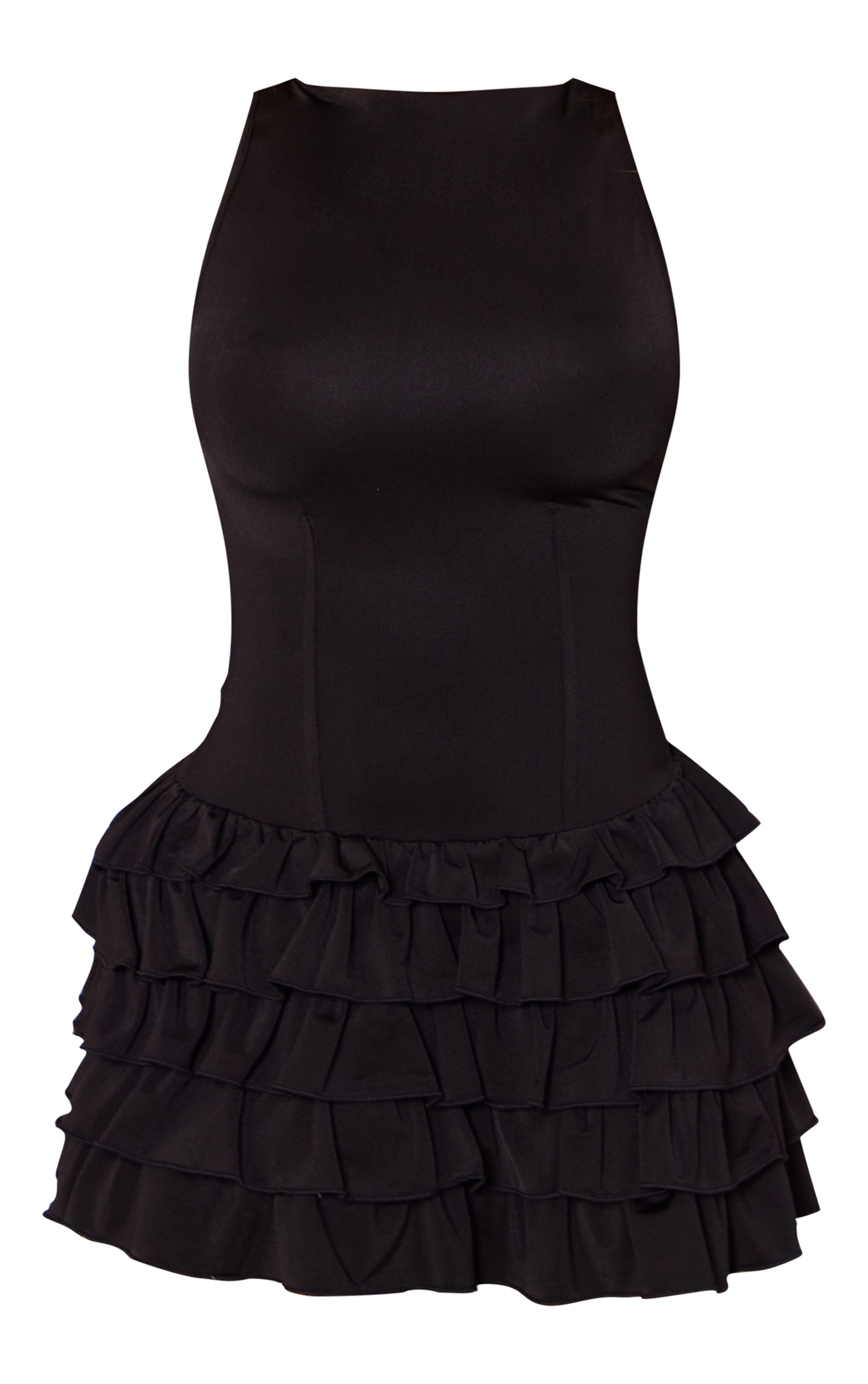 Black Slinky Frill Hem Micro Mini Dress | Dresses | PrettyLittleThing