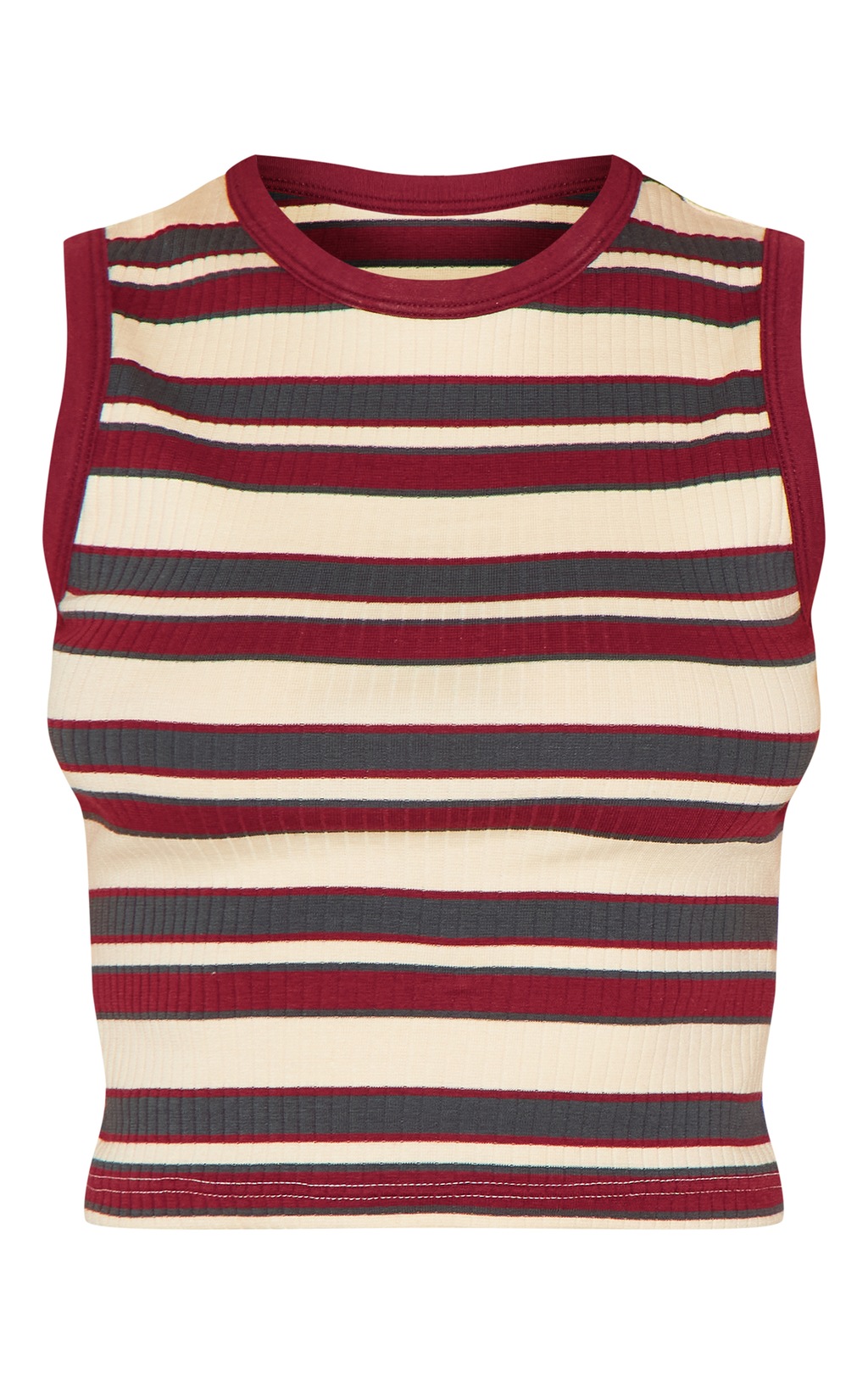 Burgundy Striped Rib Long Vest Top | Co-ords | PrettyLittleThing USA