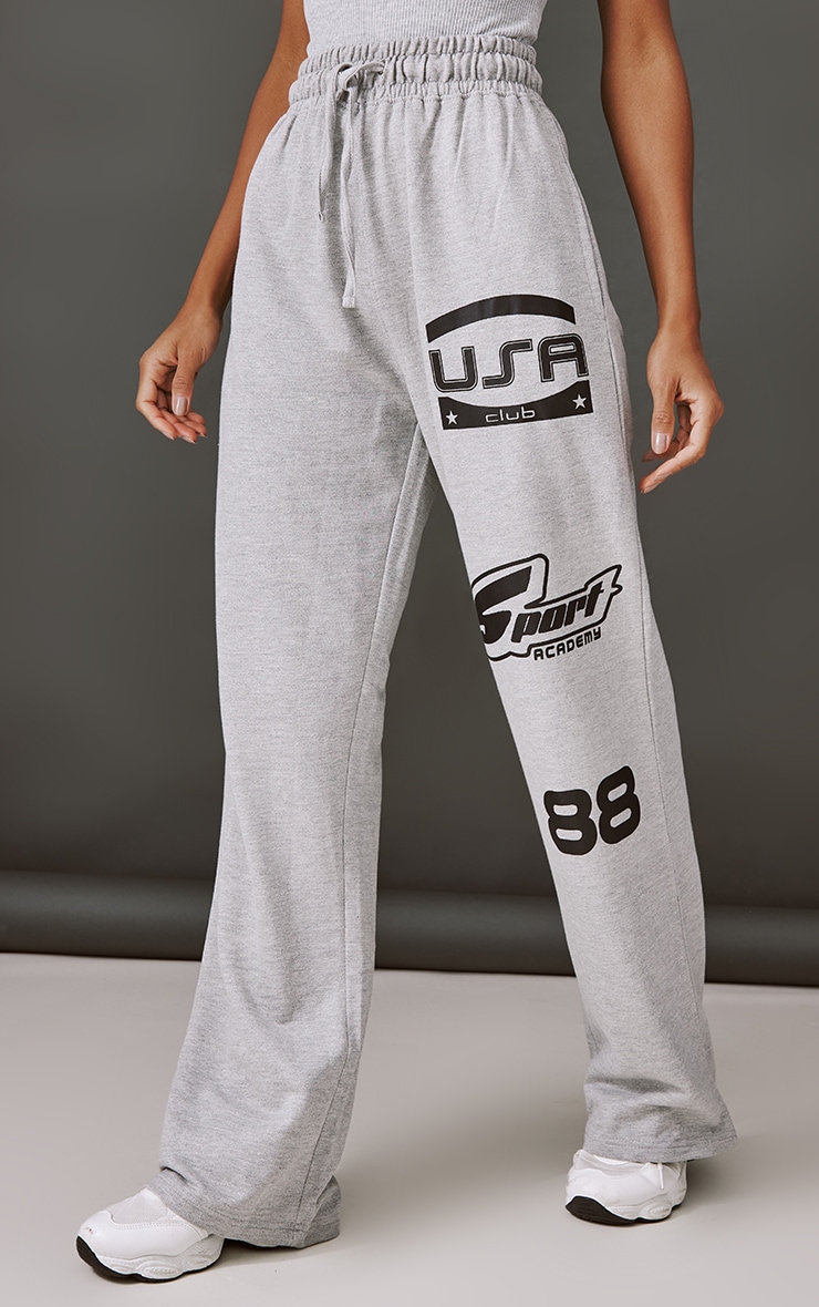 Jogging large gris à imprimé USA | PrettyLittleThing FR