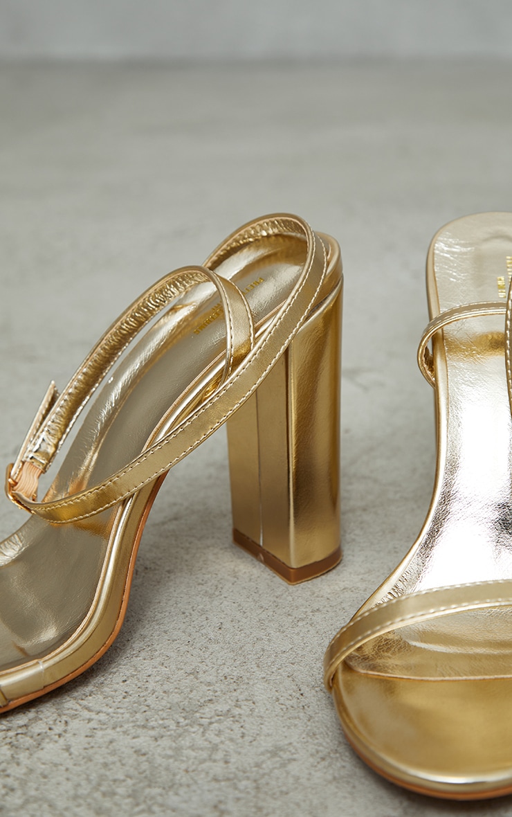 Gold Wide Fit Pu Basic Strap High Heeled Sandals | Footwear ...
