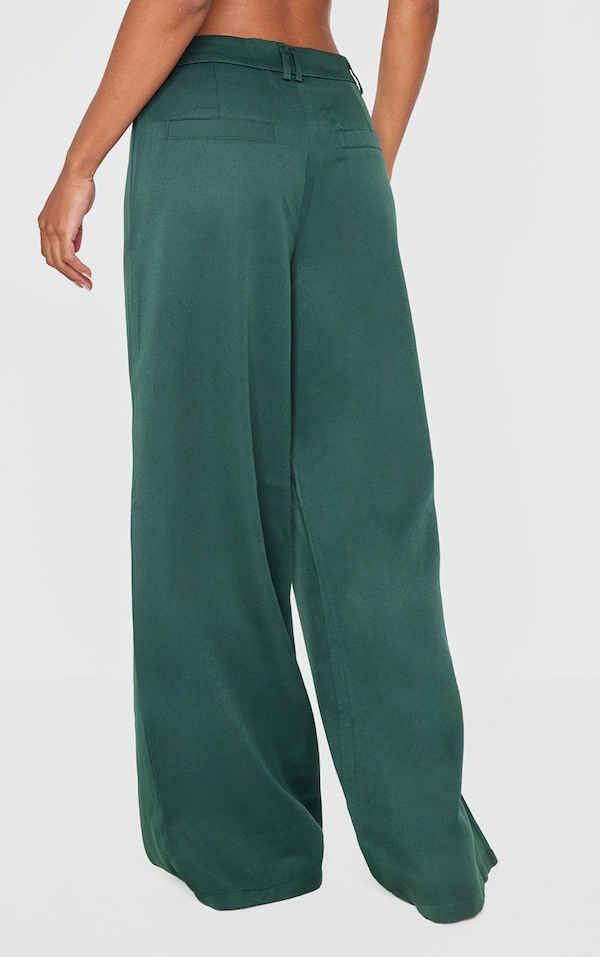 Forest Green Woven Double Belt Loop Suit Trousers | Co-ords | PLT