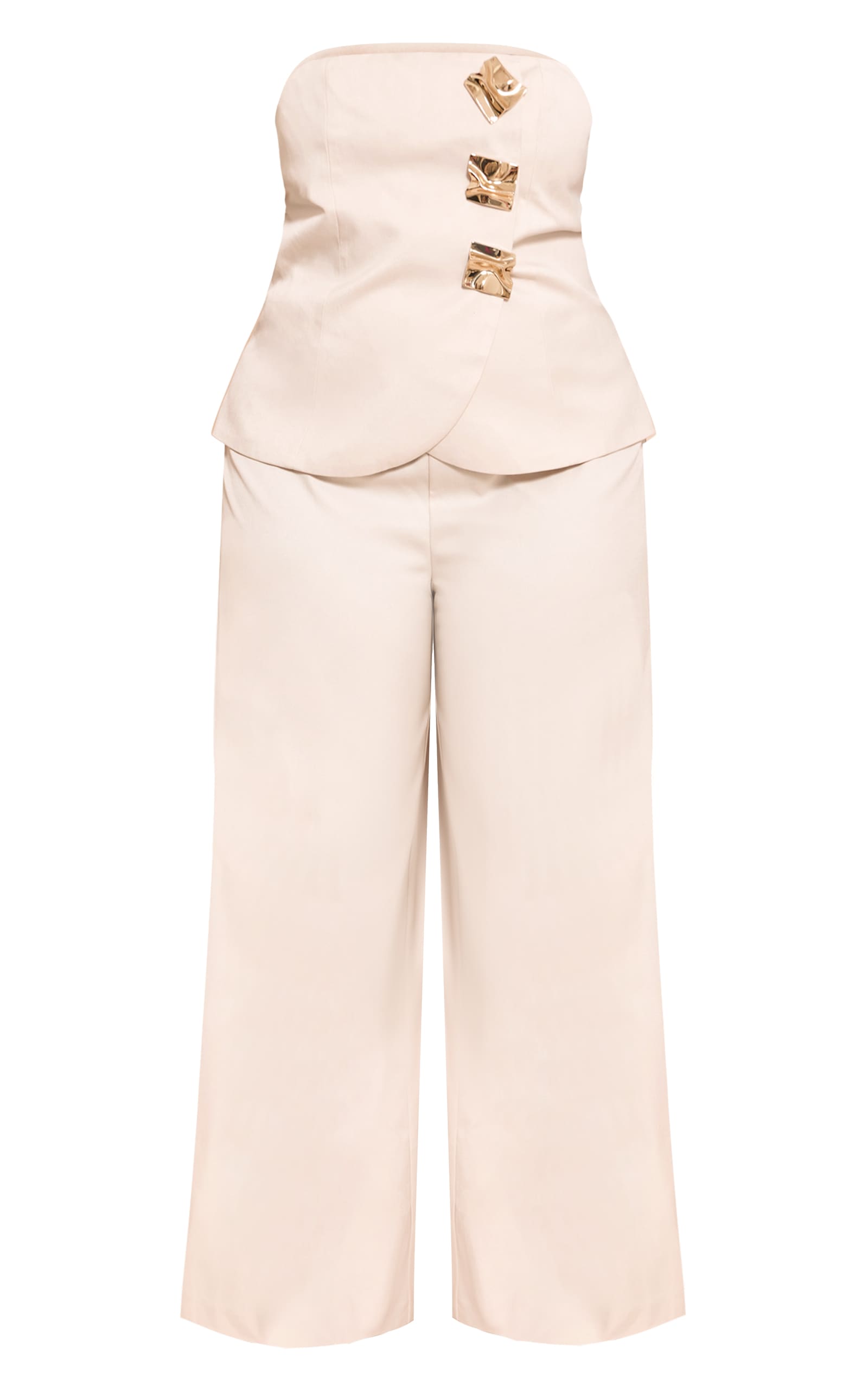 Plus Cream Bandeau Trim Straight Leg Jumpsuit | Plus Size ...
