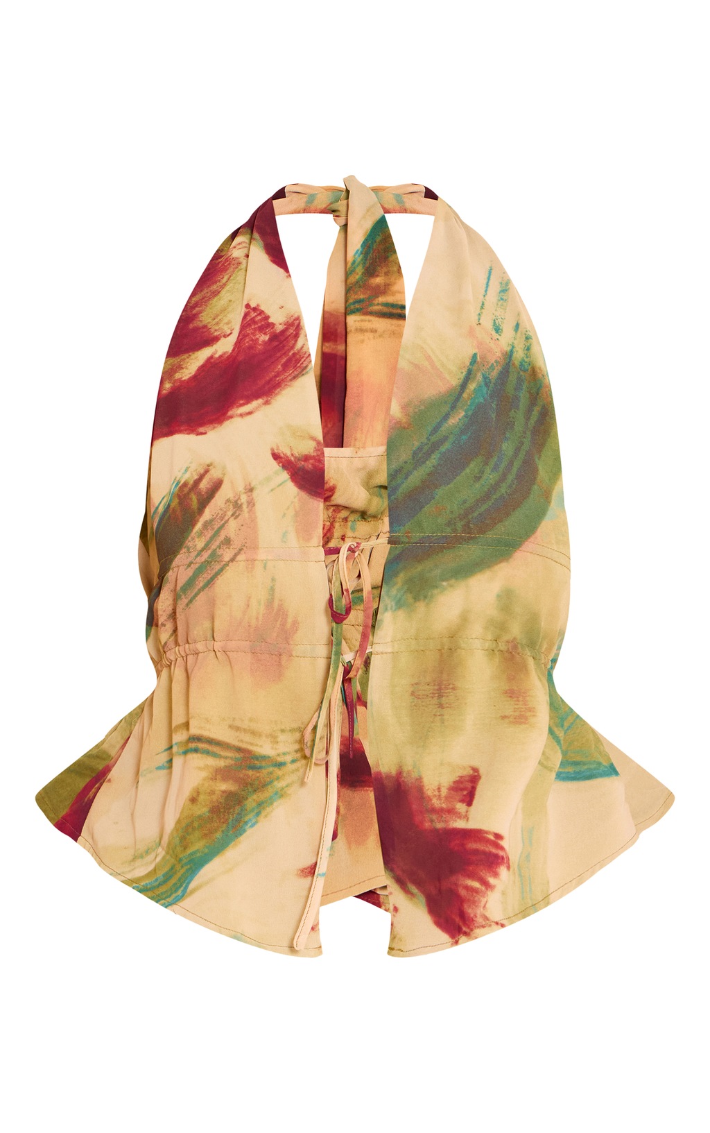 Shape Cream Marble Halterneck Split Front Top | Shape | PLT