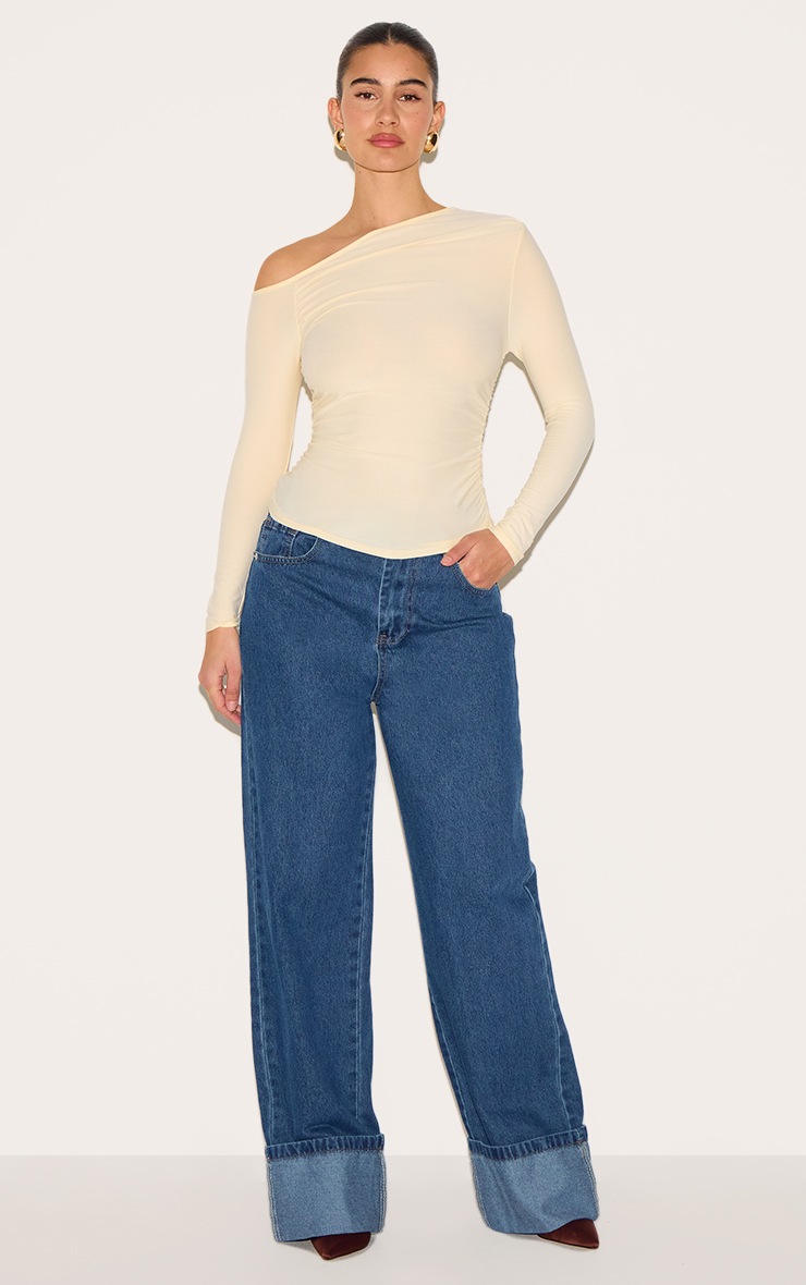 Almond Soft Touch Asymmetric Long Sleeve Top | Tops | PLT