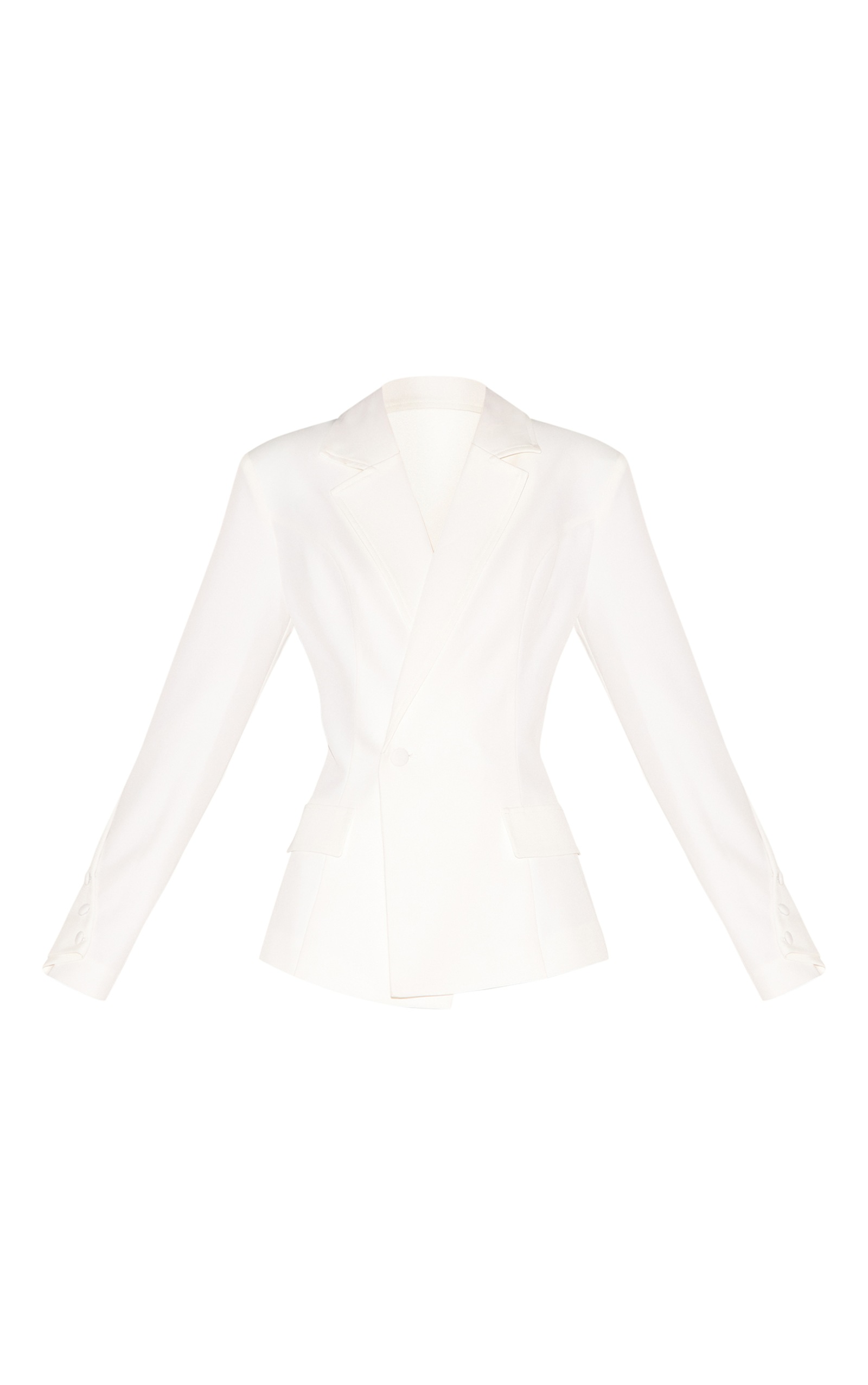 White Woven Cinched Waist Fitted Blazer | Co-ords | PLT