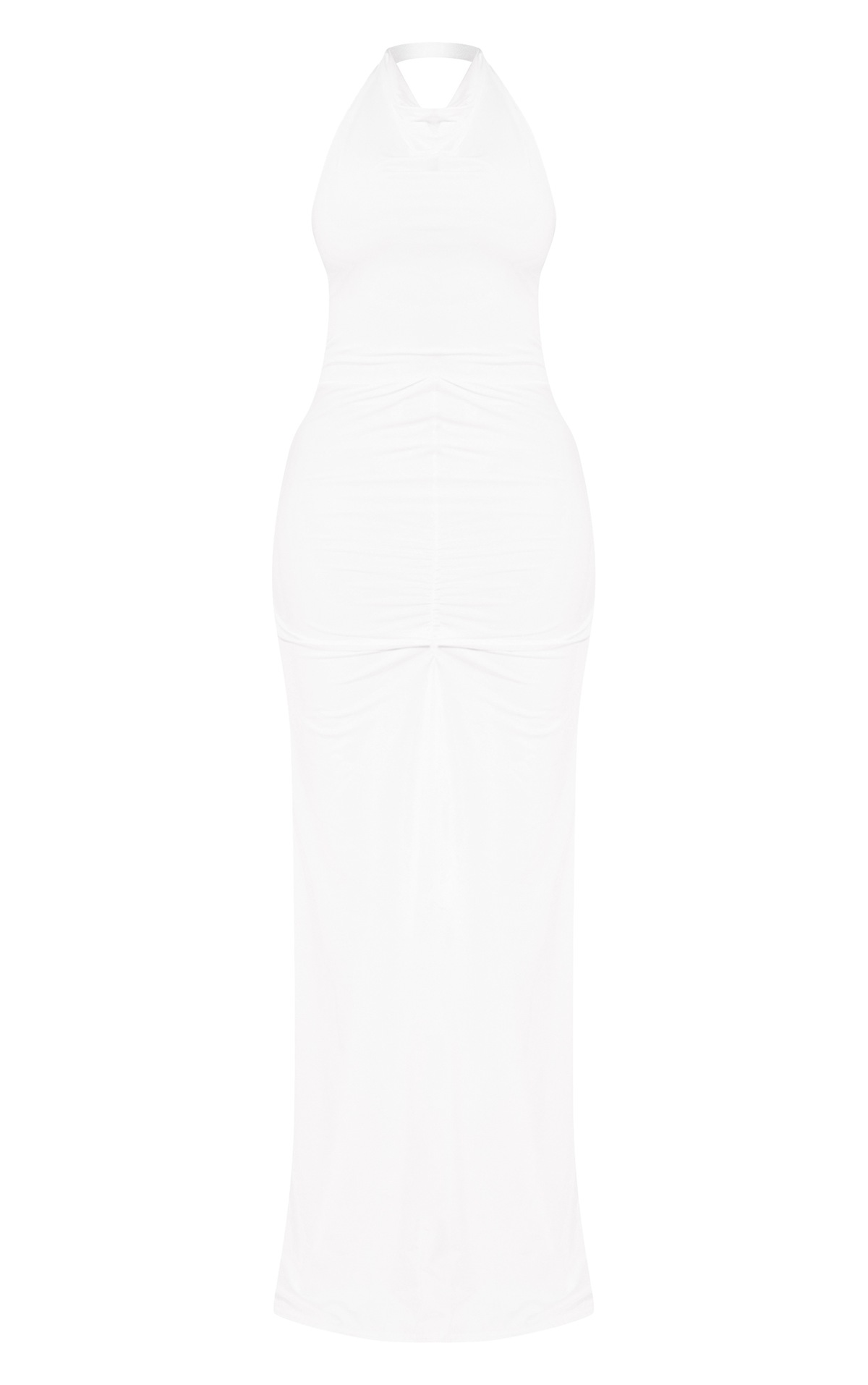 Shape White Halter Neck Back Gold Trim Cowl Dress | Shape | PLT USA