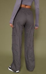 Charcoal Wide Leg High Waisted Cargo Trousers | PrettyLittleThing AUS