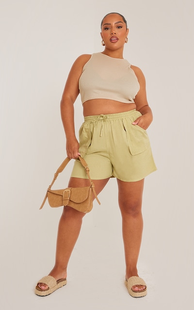 Sage Green Shorts | PrettyLittleThing
