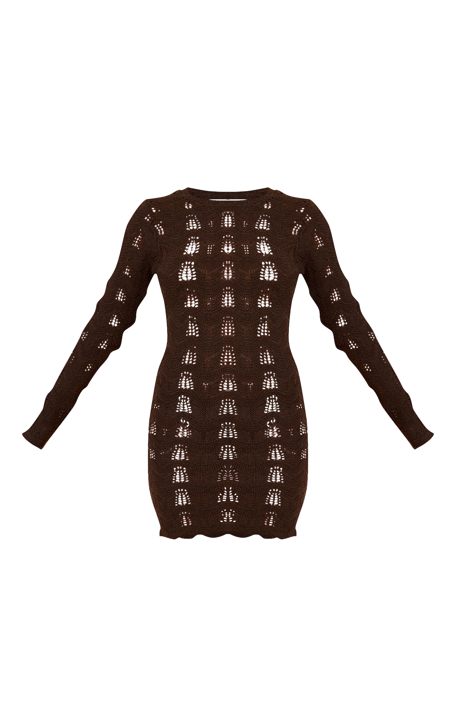 Chocolate Long Sleeve Backless Mini Dress | Knitwear | PLT