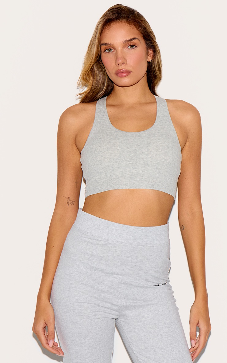 Ash Grey Marl Sculpt Double Layer Padded Bra | Activewear ...