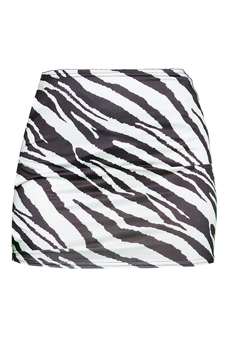 Black Zebra Print Slinky Micro Mini Skirt | PrettyLittleThing USA