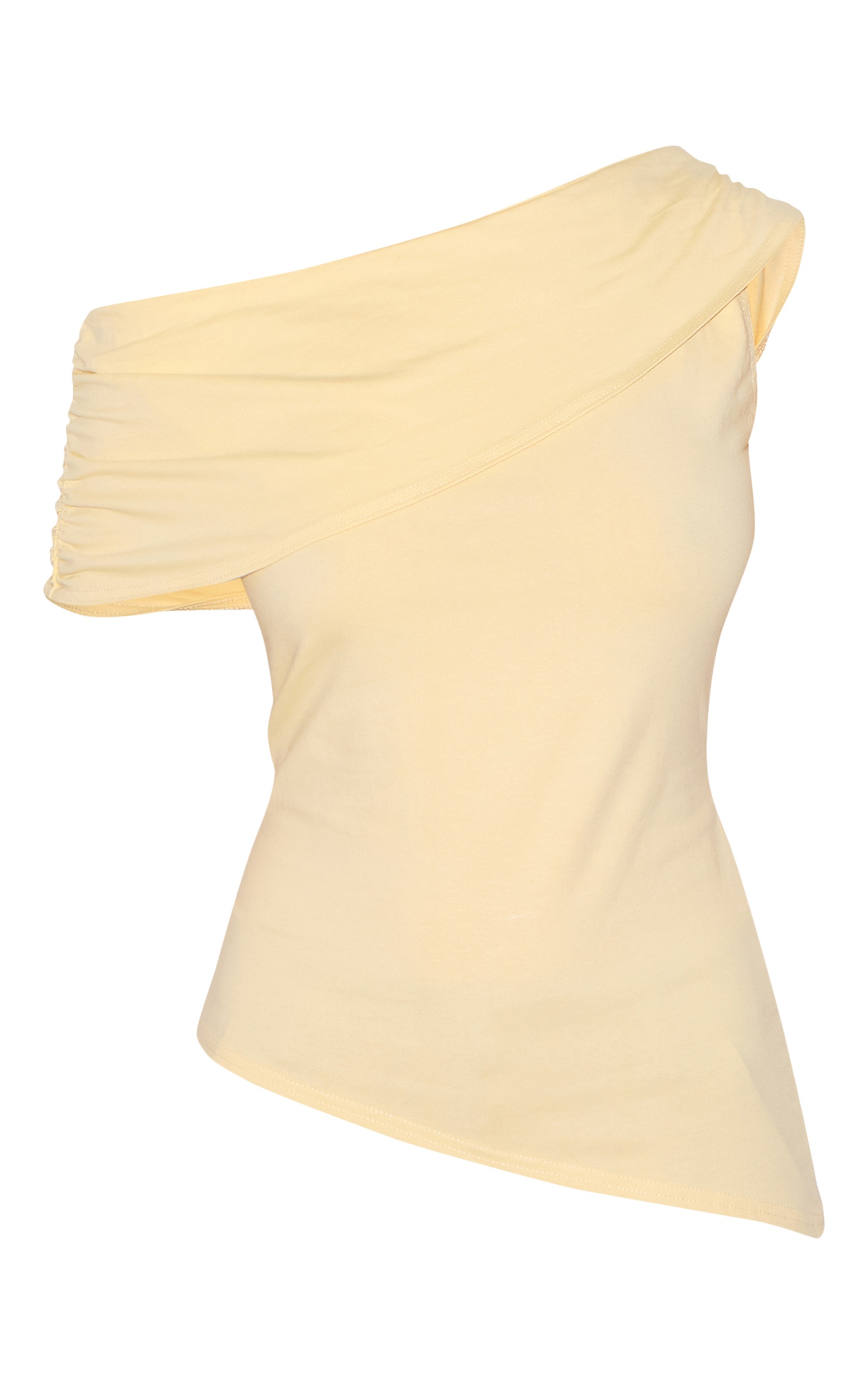 Almond Fold Over Cotton Asymmetric Hem Long Top | Tops | PLT USA