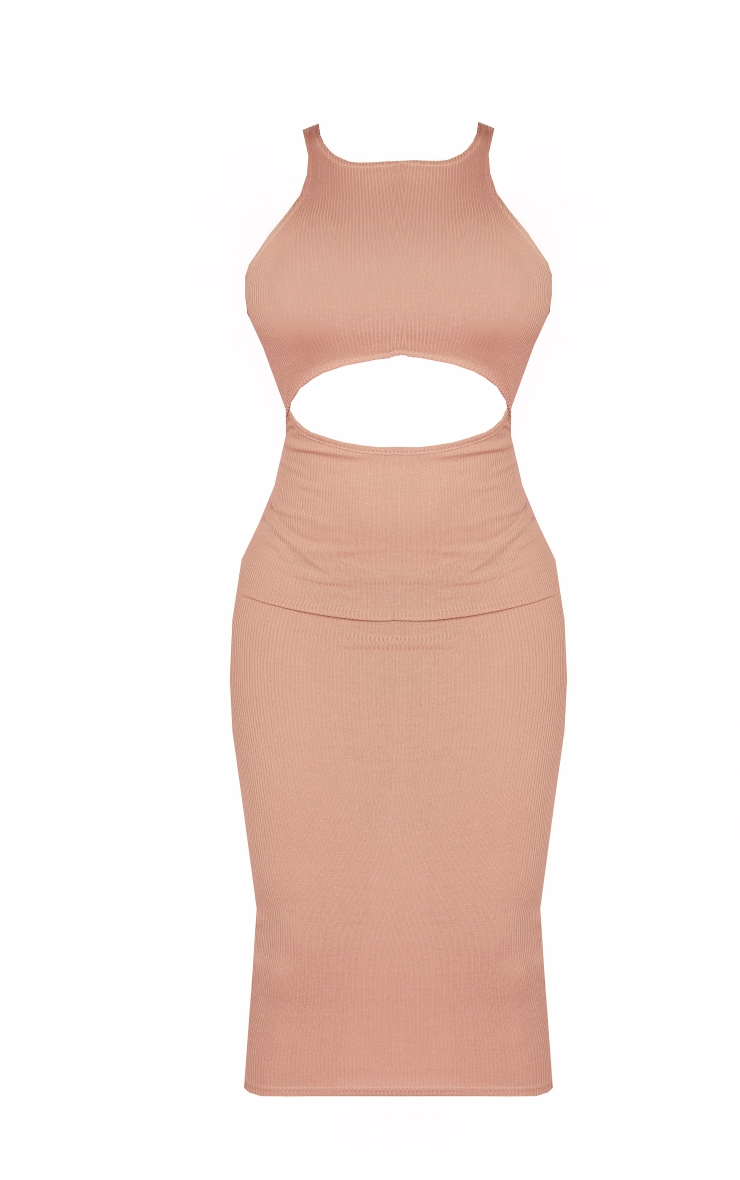 Petite Stone Cut Out Racer Neck Rib Bodycon Dress | PrettyLittleThing USA