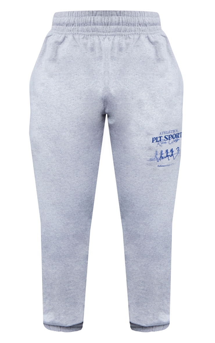 Ash Grey Plt Run Club Print Oversized Joggers | PrettyLittleThing AUS