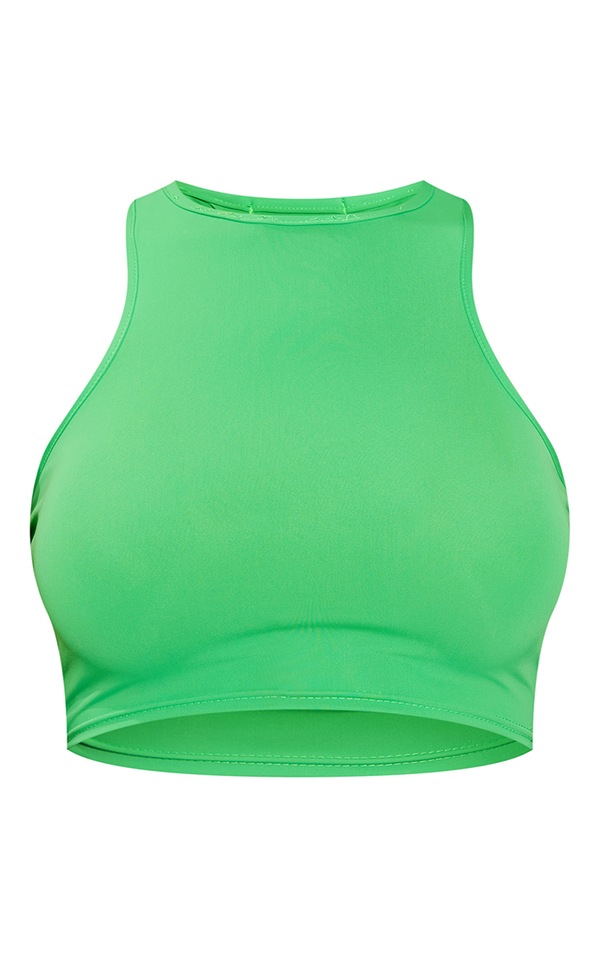 Bright Green Stretch Slinky Racer Crop Top | Tops | PLT