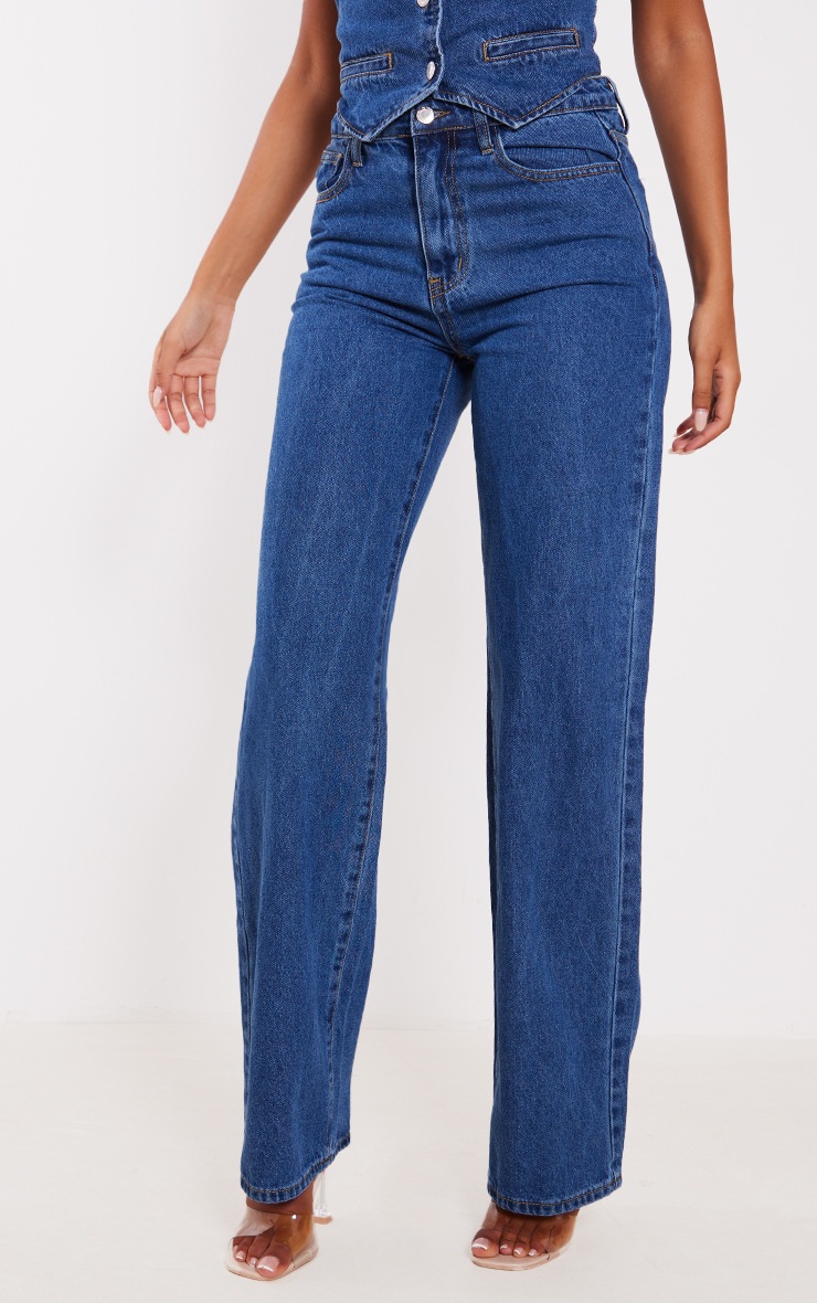 Tall Mid Blue Wash Straight Leg Denim Jeans | PrettyLittleThing USA