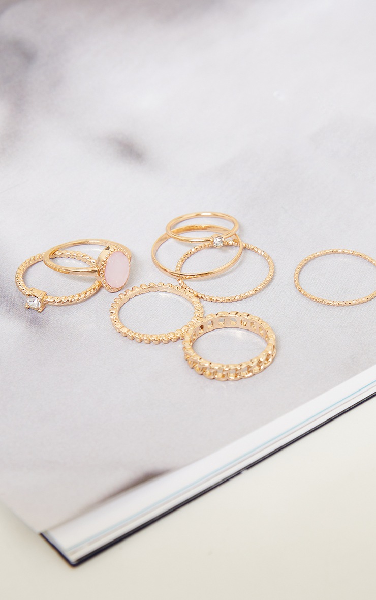 Gold Mixed Textured Ring 8 Pack | Accessories | PrettyLittleThing USA