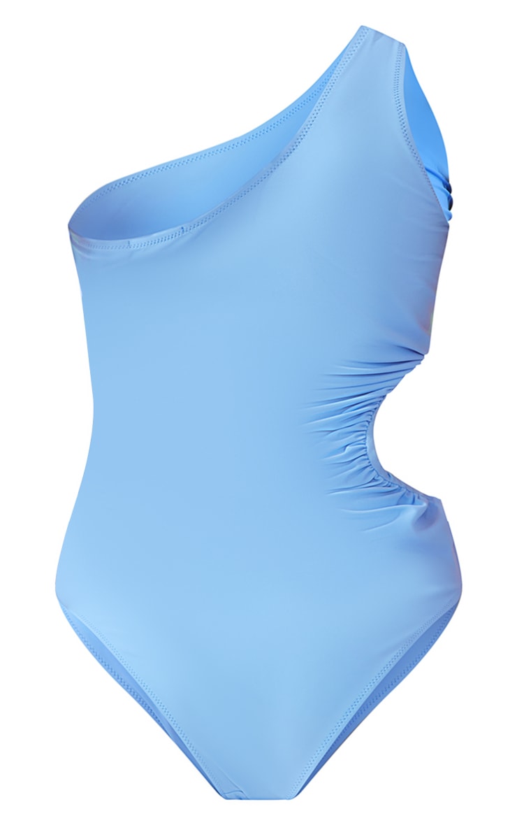 Cornflower Blue One Shoulder Cut Out Swimsuit | PrettyLittleThing AUS