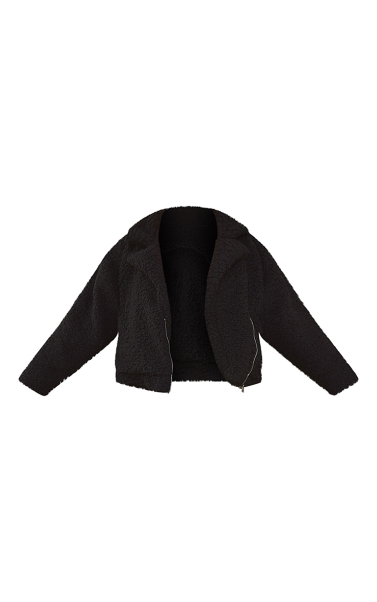 Plus Black Borg Aviator Cropped Jacket | PrettyLittleThing