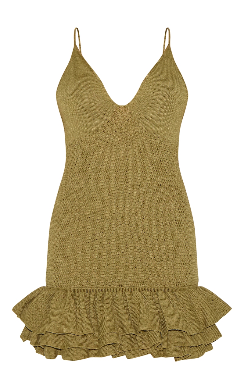Petite Olive Knitted Frill Hem Strappy Mini Dress | Petite | PLT