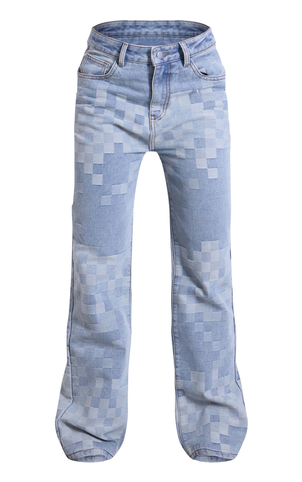 Grey Faded Digital Checkerboard Denim Jeans | Denim | PrettyLittleThing USA