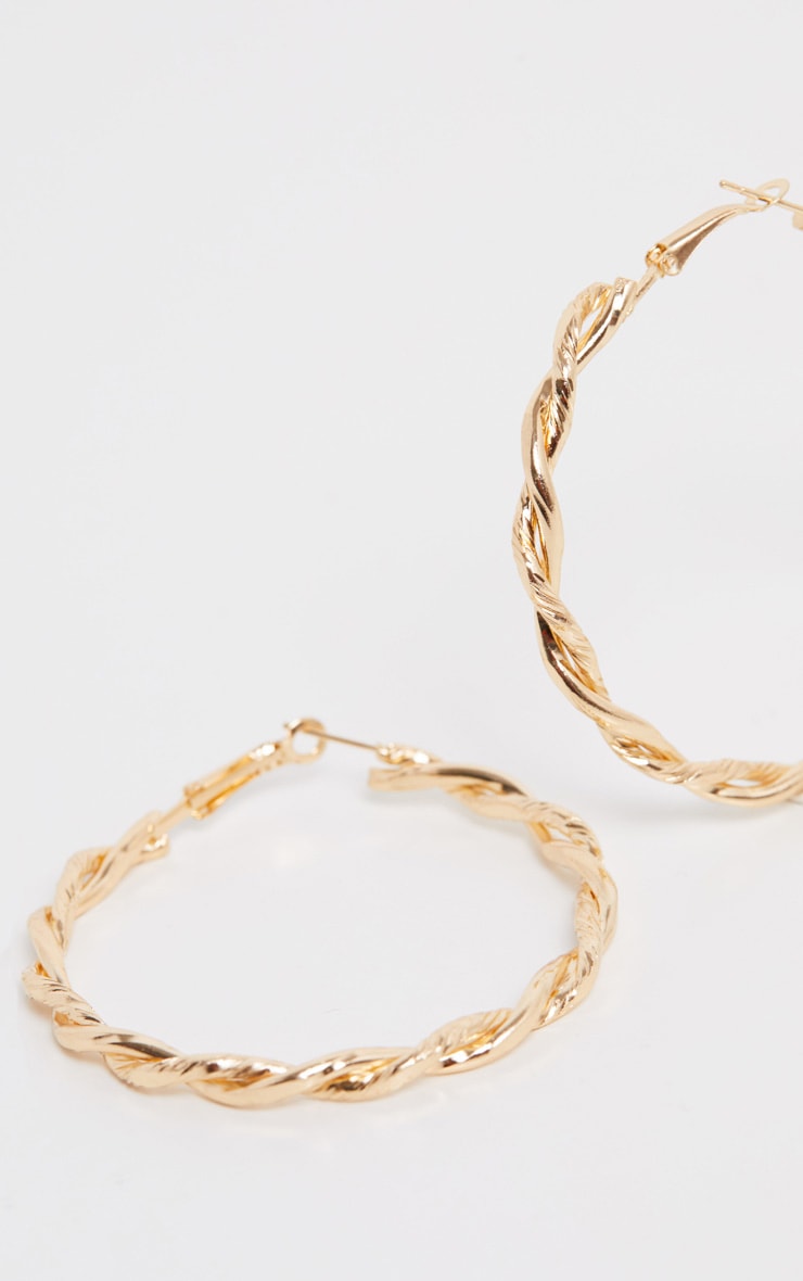 Gold Twisted Hoops | Accessories | PrettyLittleThing USA