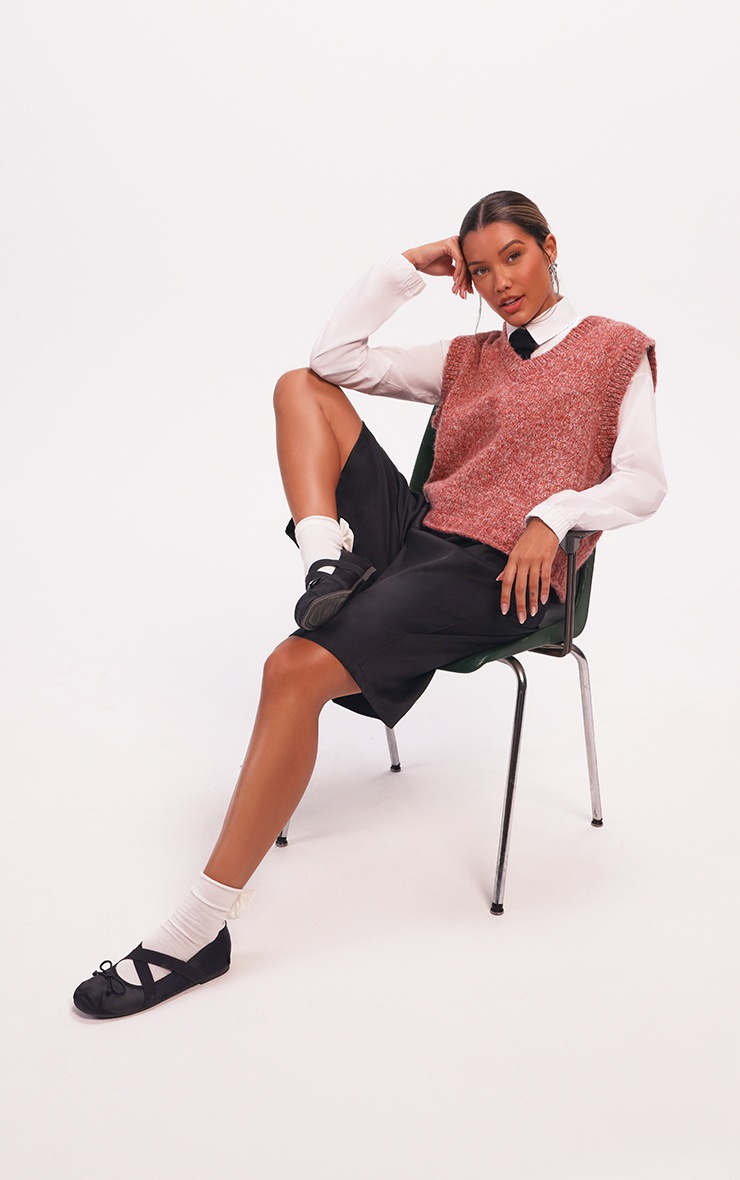 Red Marl Knit Jumper Vest | Knitwear | PLT