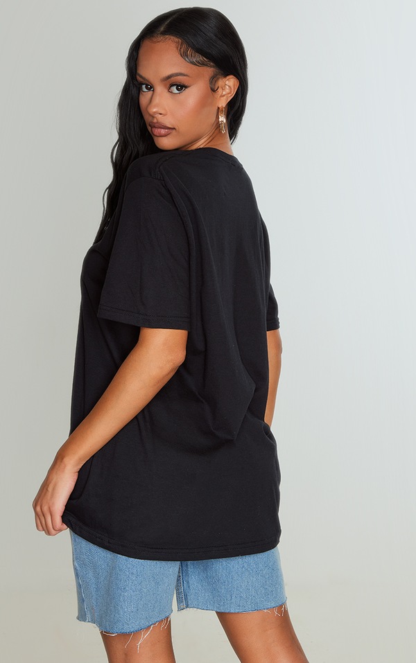Plt Black Athletics Print Oversized T Shirt | PrettyLittleThing USA