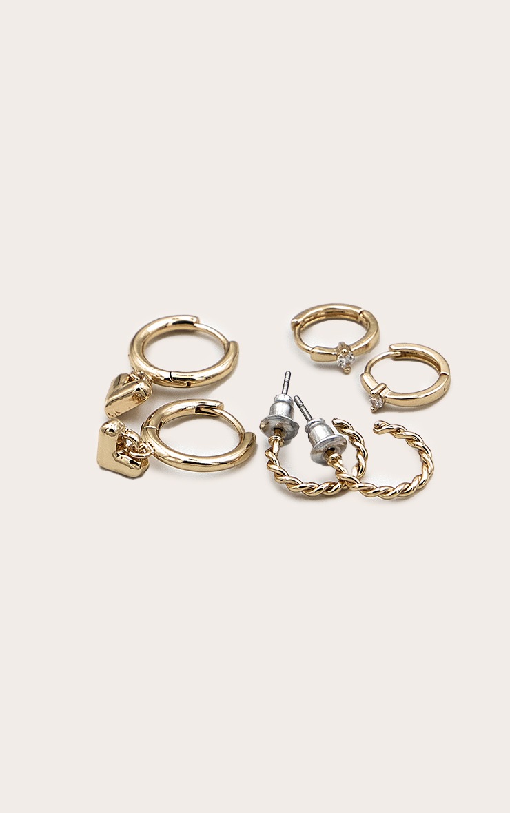 Gold Assorted Diamante Heart Multipack Earrings | Accessories ...