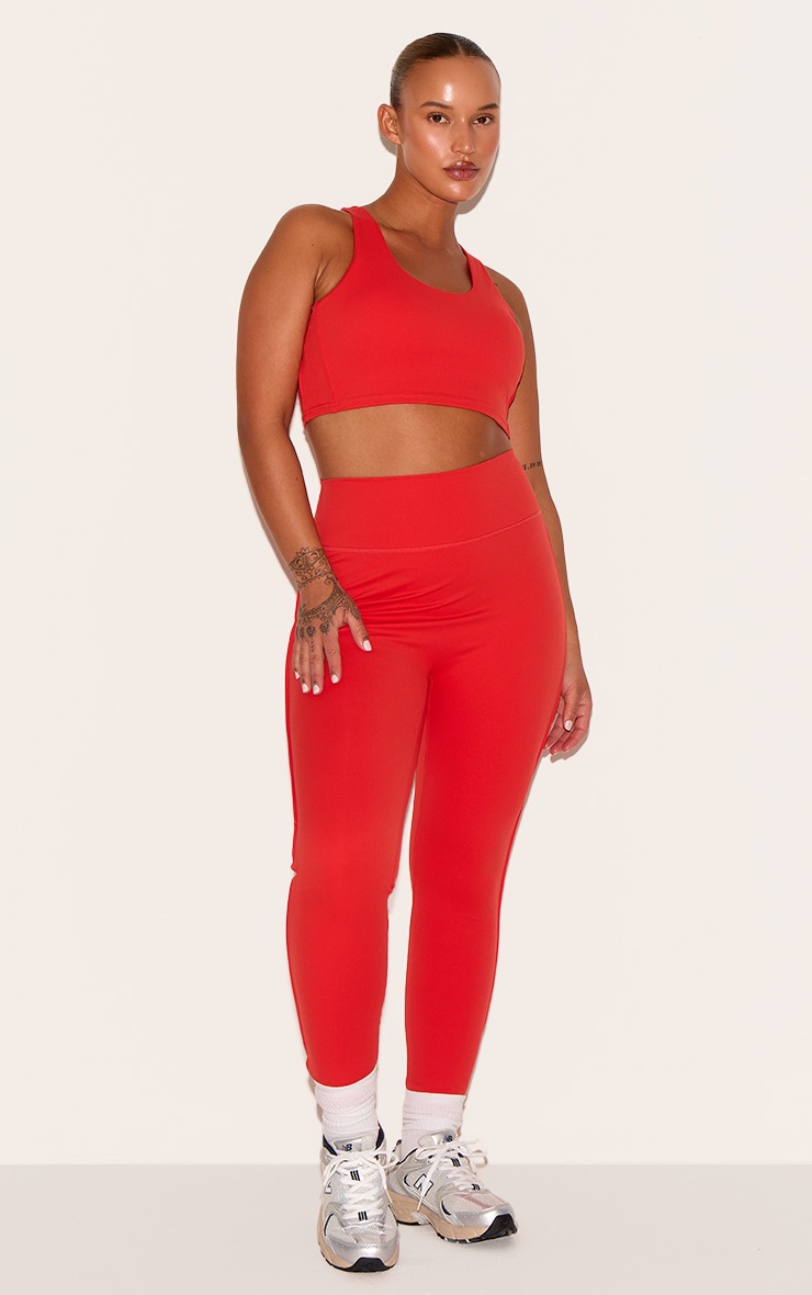 Red Sculpt Contrast High Waist Gym Leggings | Athleisure | PLT