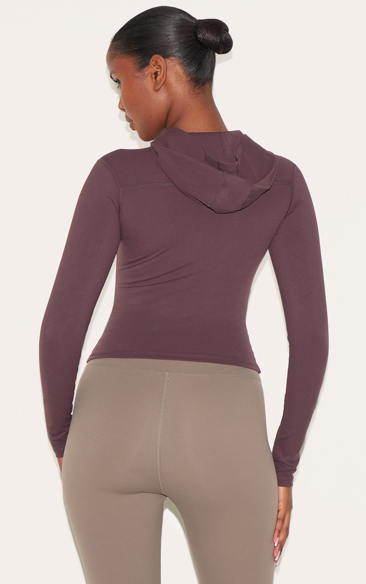 Dark Chocolate Sculpt Hooded Gym Jacket | Activewear | PrettyLittleThing