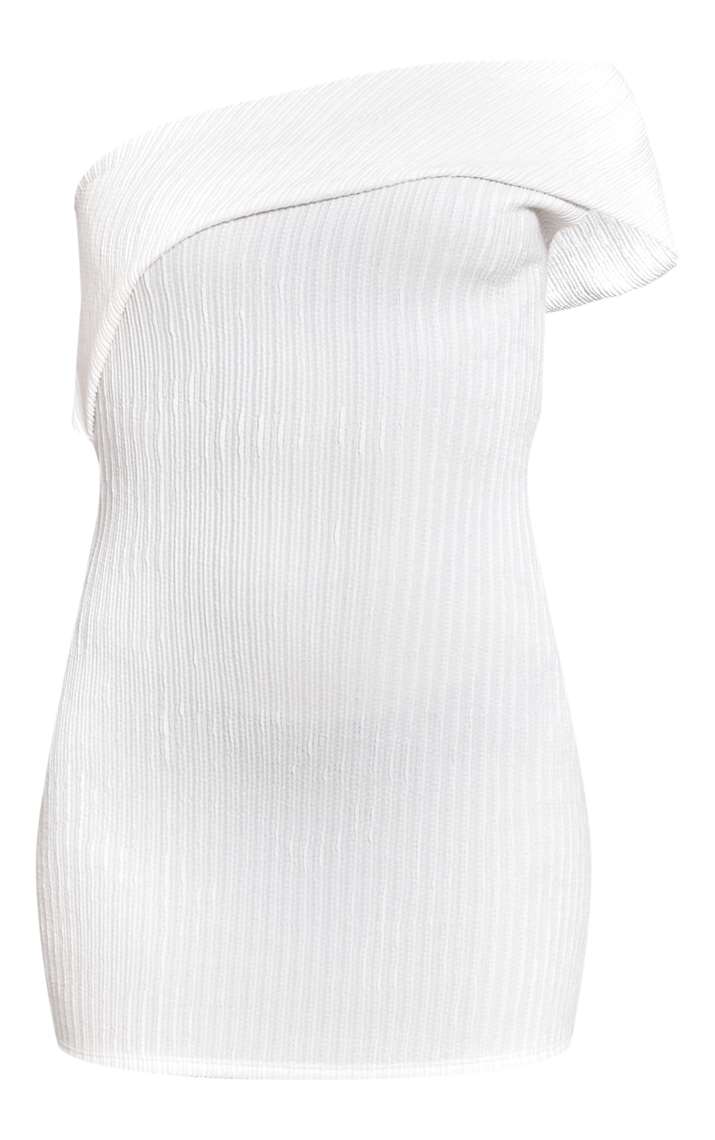 Cream Textured One Shoulder Bardot Bodycon Dress | Dresses | PLT USA