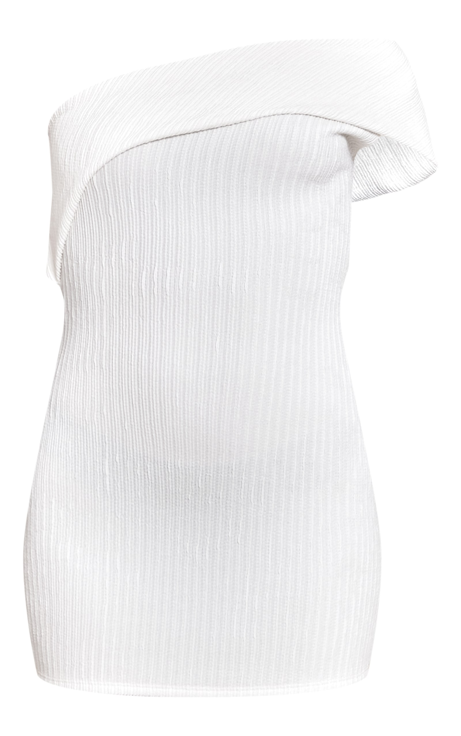 Cream Textured One Shoulder Bardot Bodycon Dress | Dresses | PLT