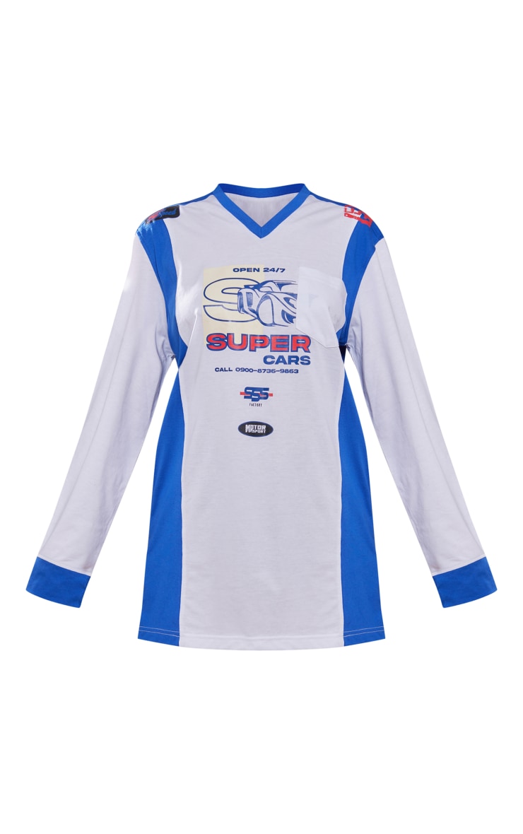 Petite Blue Motorsport Graphic T Shirt Dress | Petite ...