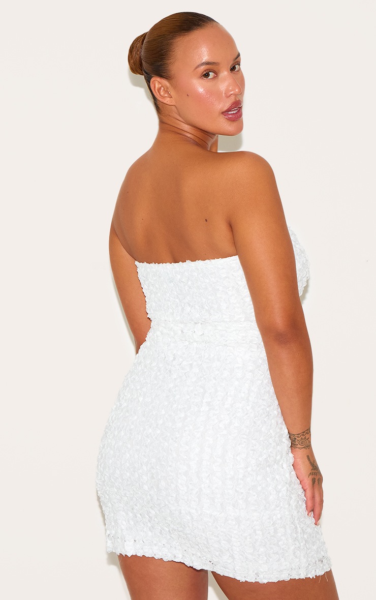 Plus White Texured Wired Bandeau Mini Dress | Plus Size | PLT
