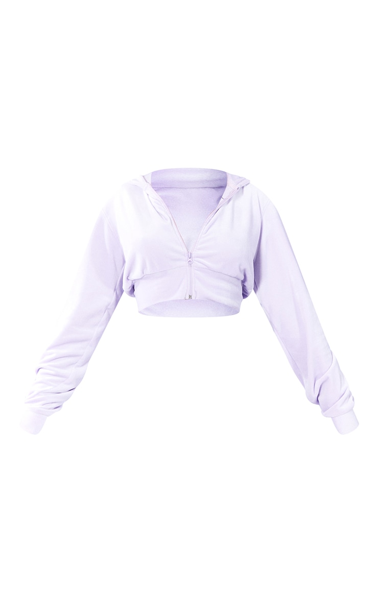 Lilac Velour Cropped Hoodie | Co-ords | PrettyLittleThing USA