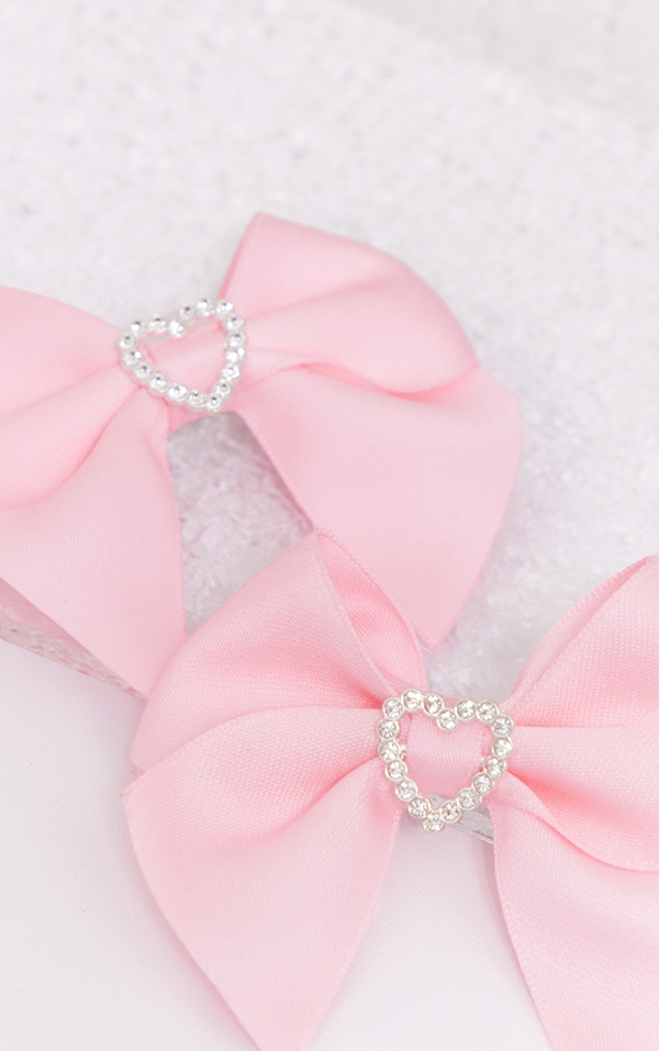 Hot Pink Diamante Heart 2 Pack Hair Bows | Accessories ...