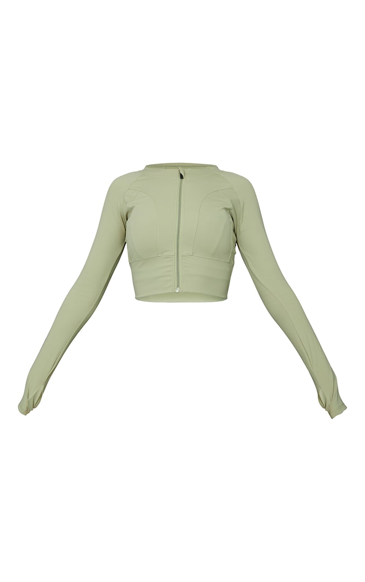 Green Zip Up Cropped Sports Jacket | Active | PrettyLittleThing