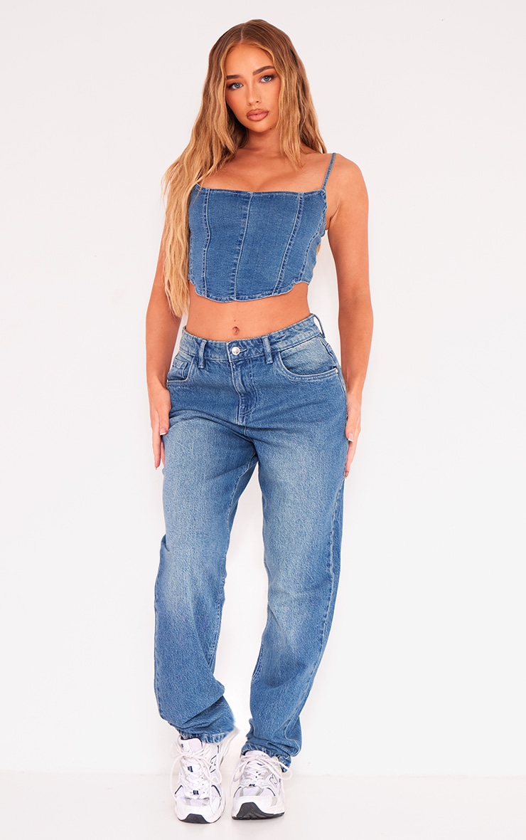 Mid blue straight leg jeans | PrettyLittleThing AUS