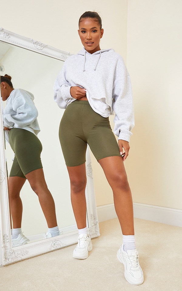 Khaki Basics Bike Shorts | Bottoms | PrettyLittleThing USA