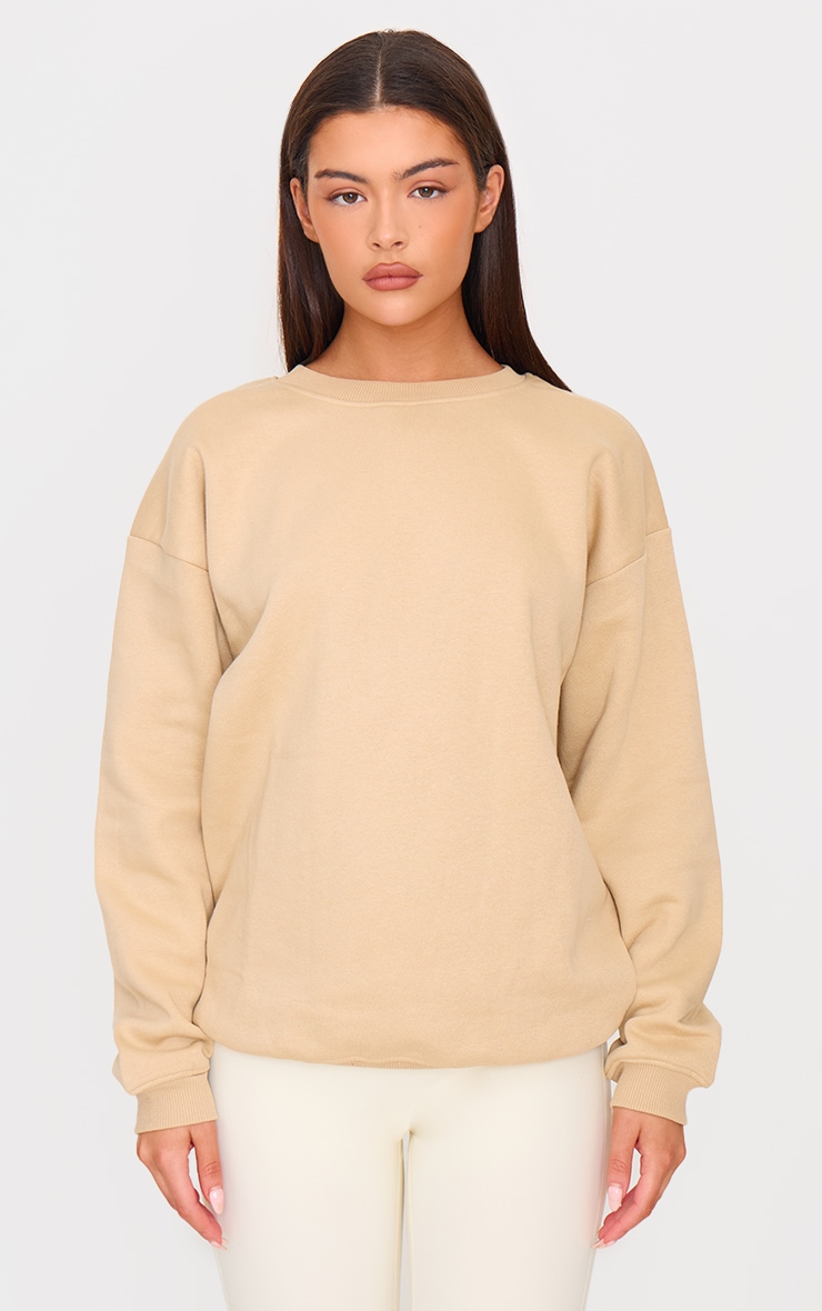 Sand Oversized Plain Fit Sweatshirt | Sweat | PrettyLittleThing