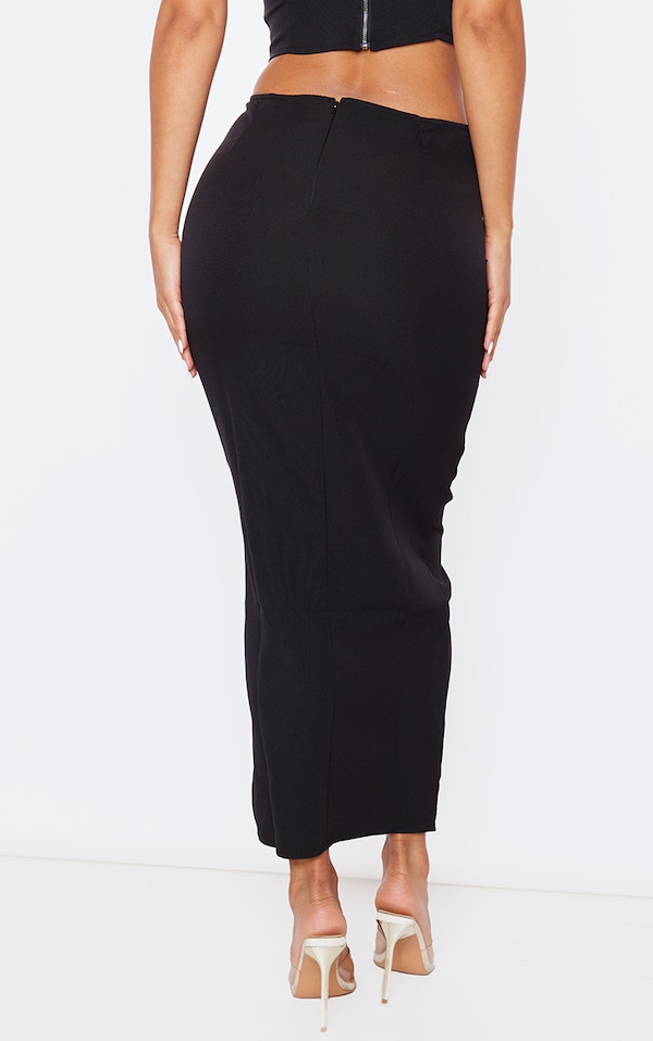 Black Woven Low Rise Midaxi Skirt | Co-ords | PLT