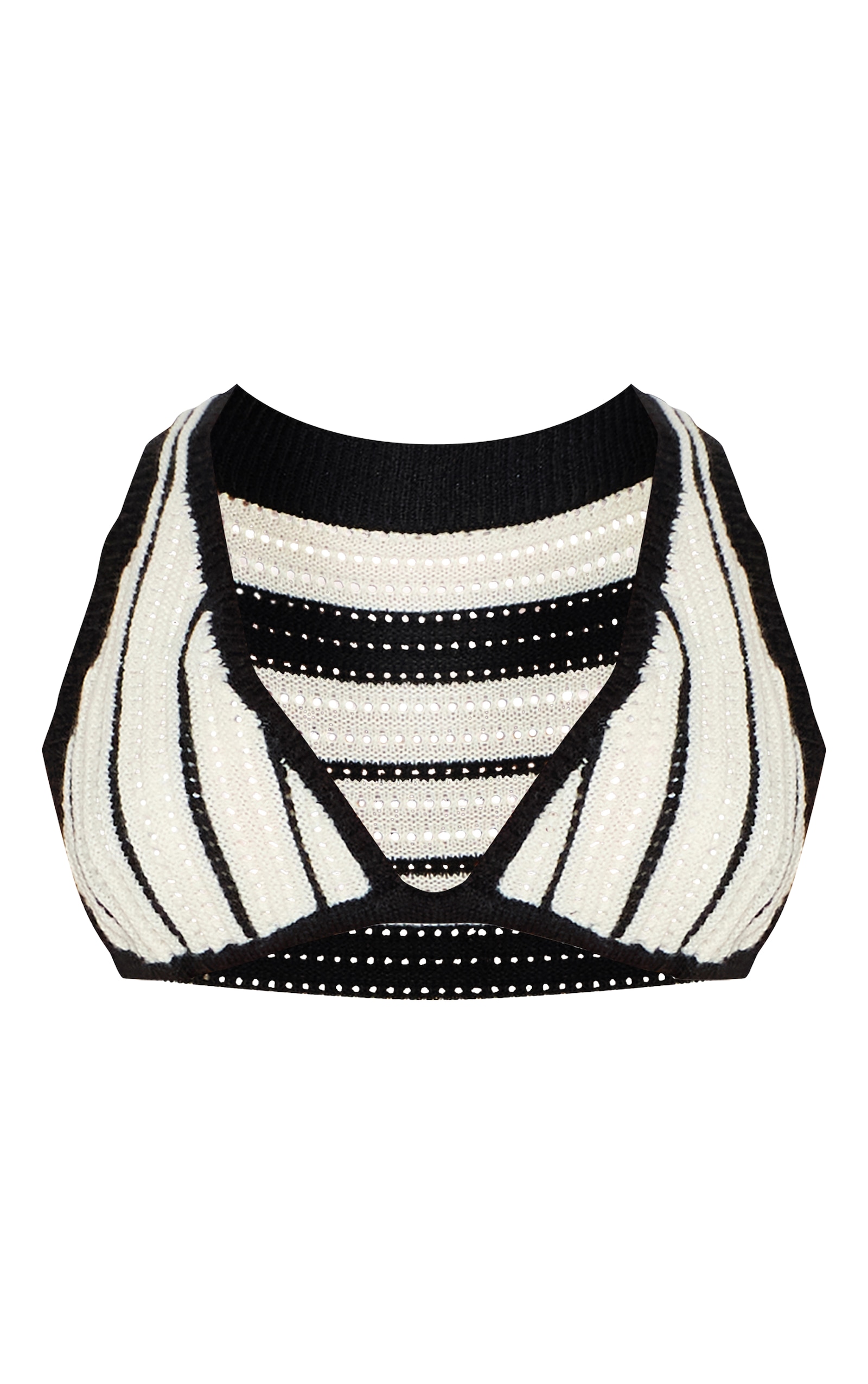 Petite Monochrome Crochet Knit Open Back Bralet | Petite | PLT USA