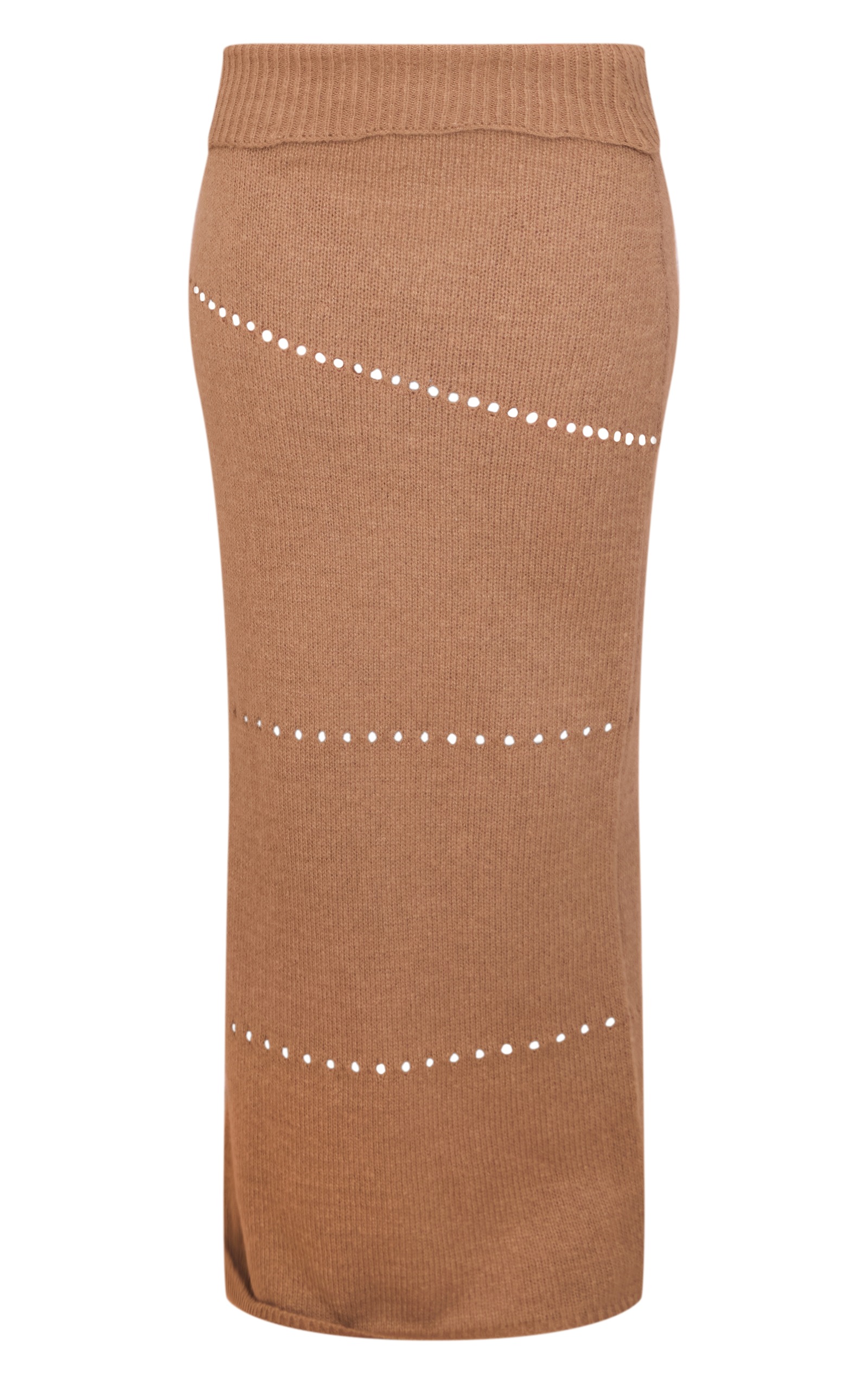 Chocolate Fold Over Knit Maxi Skirt | Knitwear | PrettyLittleThing USA