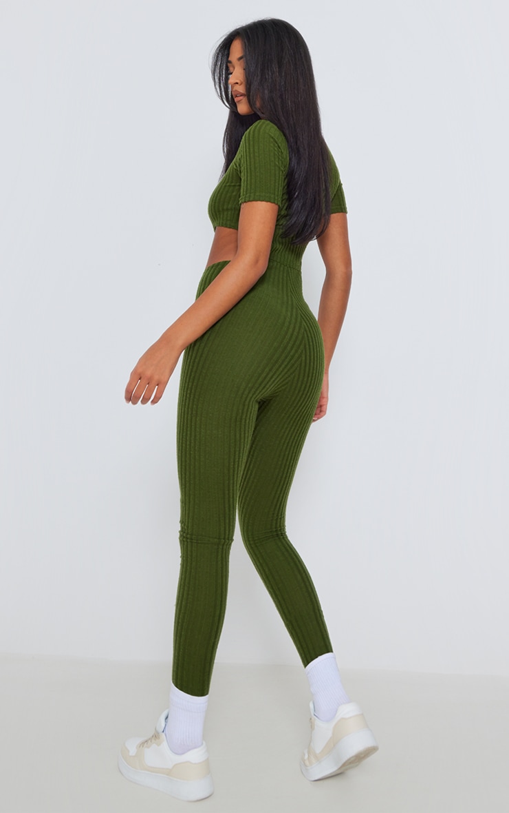 Tall Combinaison kaki mousse en maille côtelée brossée à découpes ...