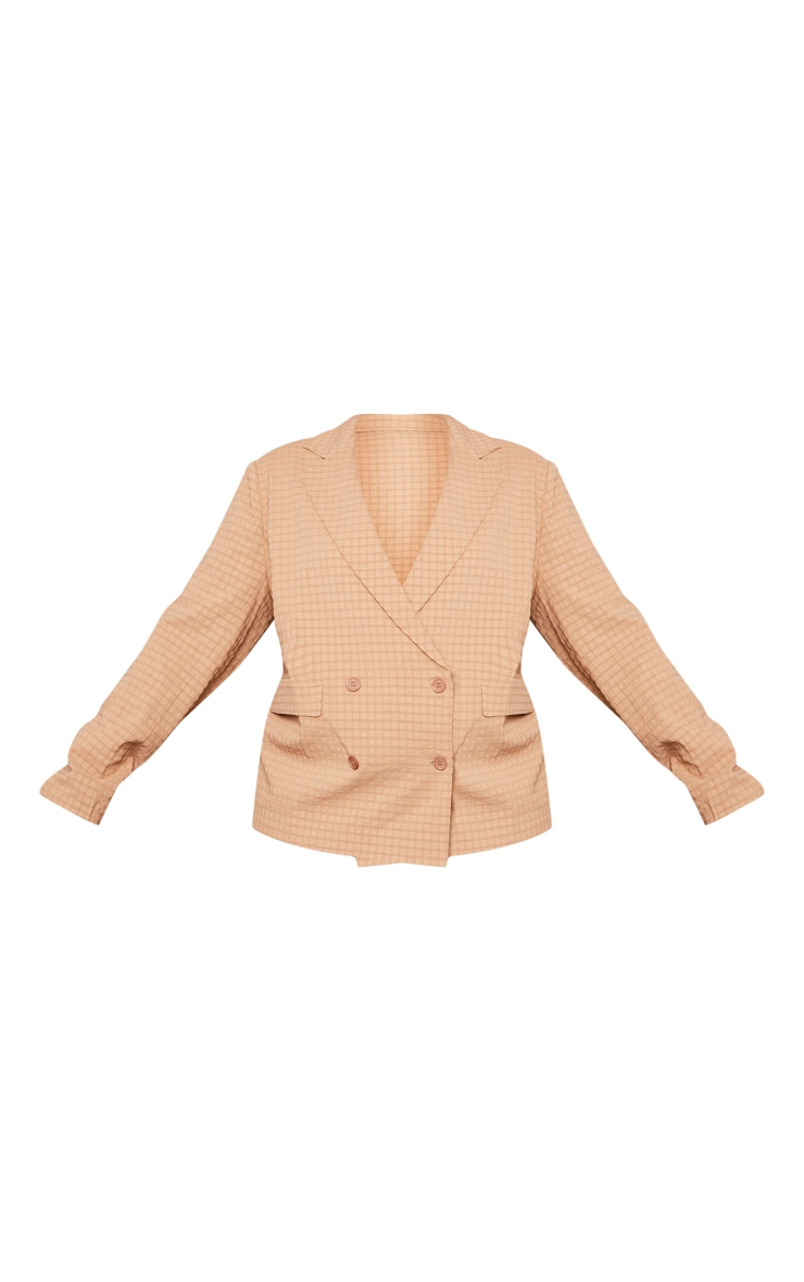 Plus Stone Oversized Textured Blazer | PrettyLittleThing USA