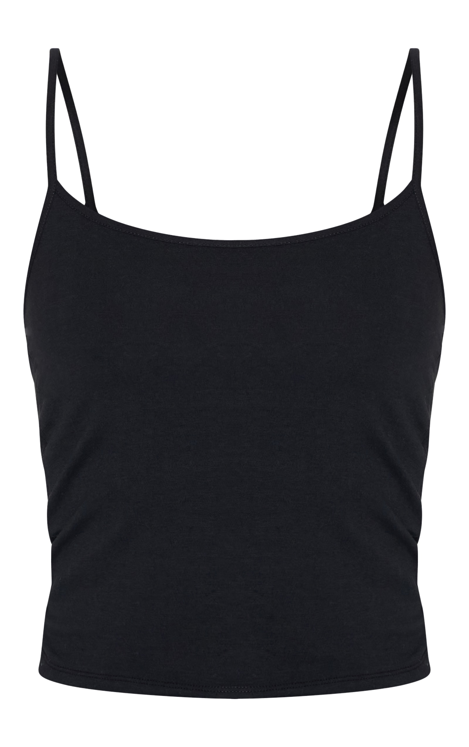 Tall Black Soft Cotton Strappy Vest Top | Tall | PLT